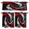 Abstract Red Black Kitchen Curtains Valance and Tier Set Abstract Wave ...