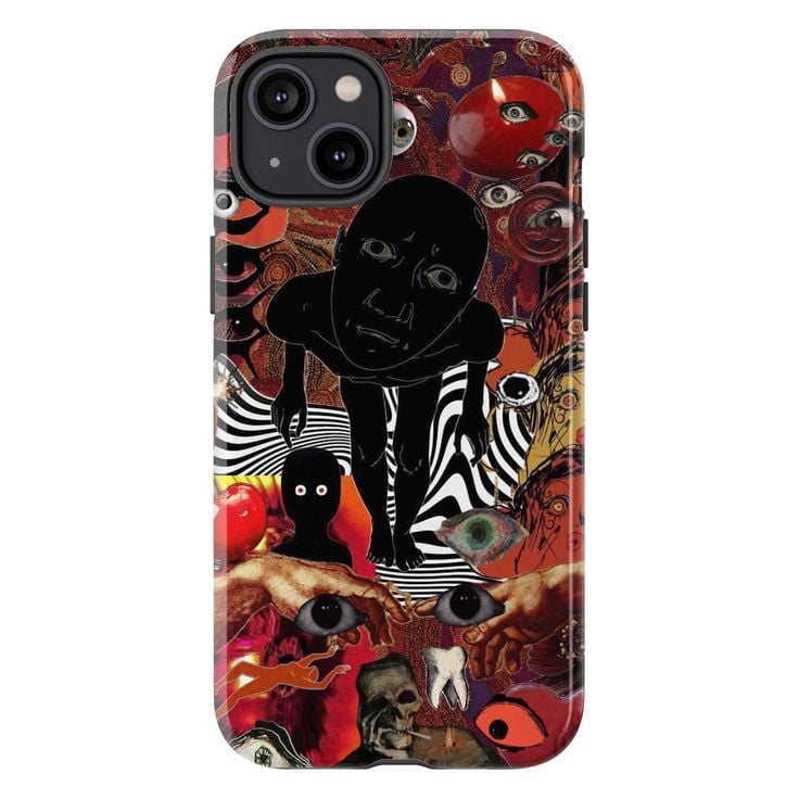 Abstract Red & Black Psychedelic Phone Case, Dark Surrealism Art ...