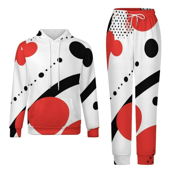 Abstract Red Black Shapes Hoodie And Pants Set Tracksuit Men Women ...