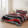 Abstract Red Black Stripe 3 Pieces Quilt Set,1 Quilt with 2 Shams,Zebra ...
