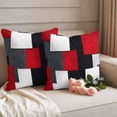 Abstract Red Black White Gray Color Block Waterproof Throw Pillow ...