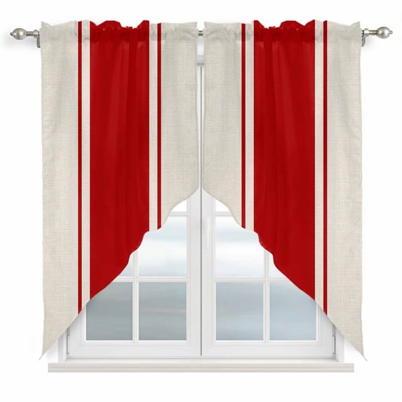 Abstract Red Color Block Swag Curtain Valance for Window 2 Panels ...