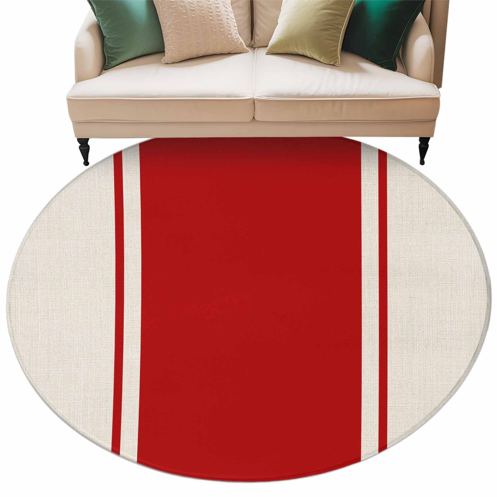 Abstract Red Color Block Washable Area Rug 6 ft Vintage Lines Linen ...