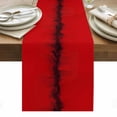 Abstract Red Cotton Linen Table Runner Black Water Ink Painting Modern ...