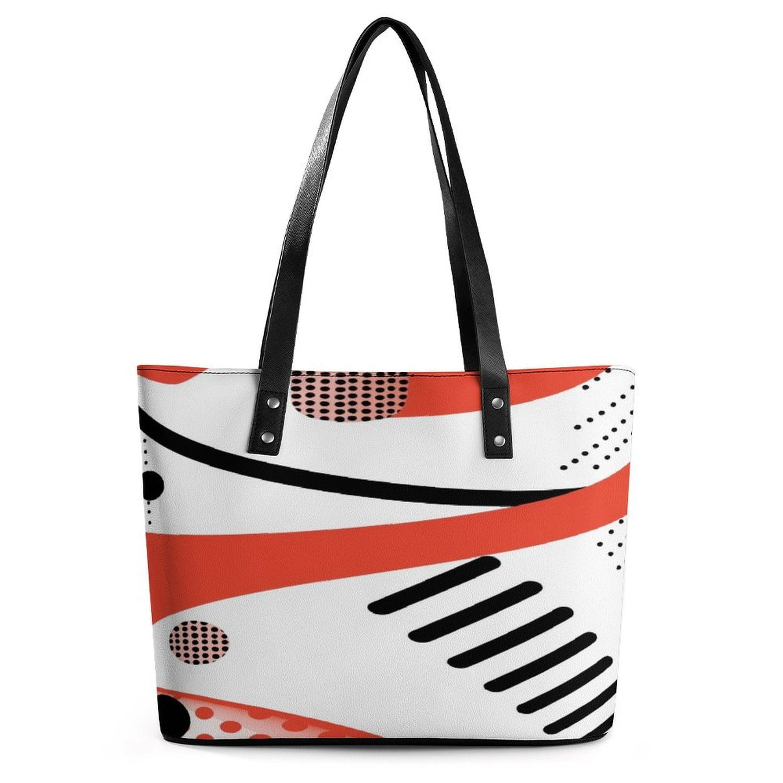 Abstract Red Design Handbags PU Leather Shoulder Bag Tote Bag Top ...