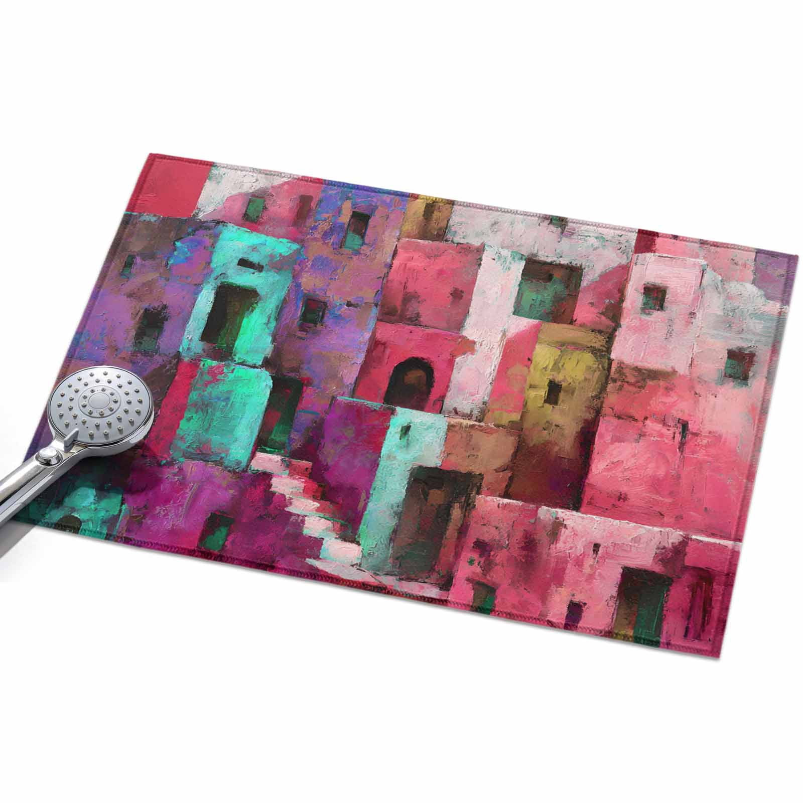 Abstract Red Entryway Rug 2x3ft Washable Non Slip Bathroom Rug Low Pile ...