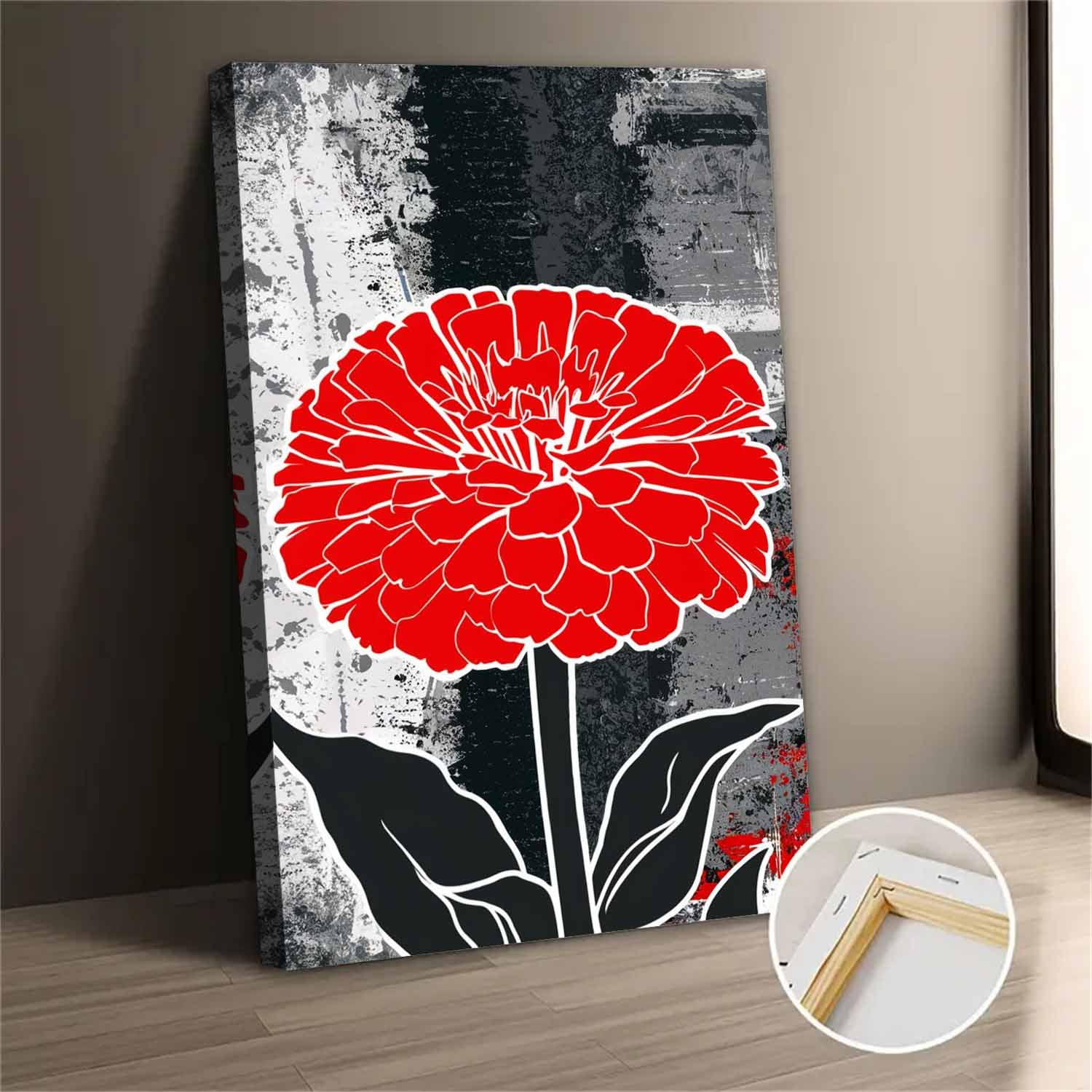 Abstract Red Flower Canvas Wall Art Print For Bedroom Living Room ...