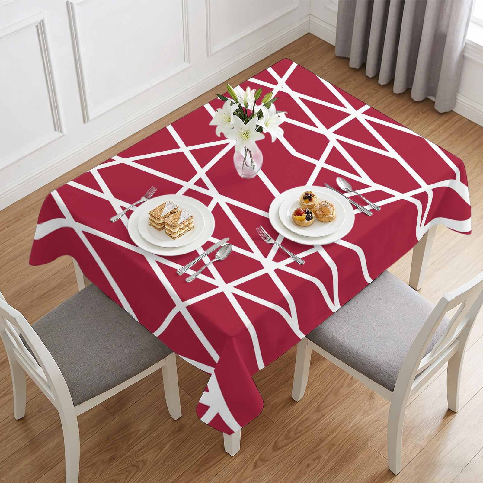Abstract Red Geometric Table Cloth 60x84in, Waterproof Rectangle ...