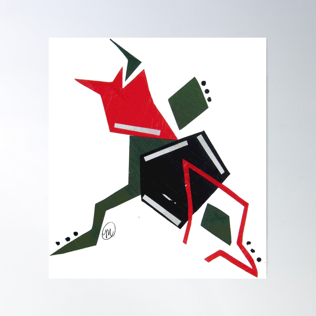 Abstract - Red/Green Poster Wall Art, Modern Wall Decor For Living Room ...