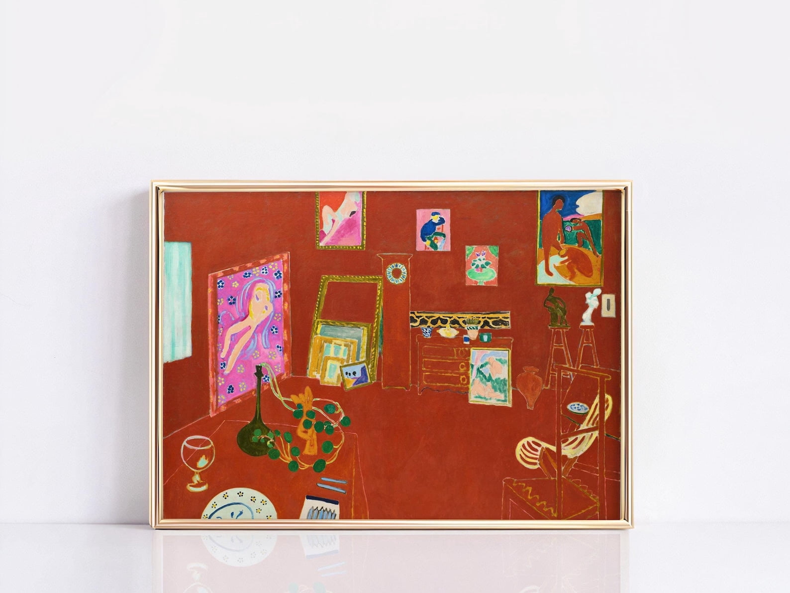 Abstract Red Interior Studio Wall Art Print, Modernist Museum Style ...