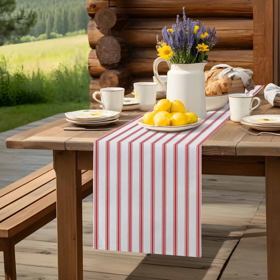 Abstract Red Line Table Runner 60 Inch Long Modern Minimalist Stripe ...