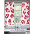 Abstract Red Lips Pattern Chiffon Sheer Curtains 72 Inches Long Retro ...