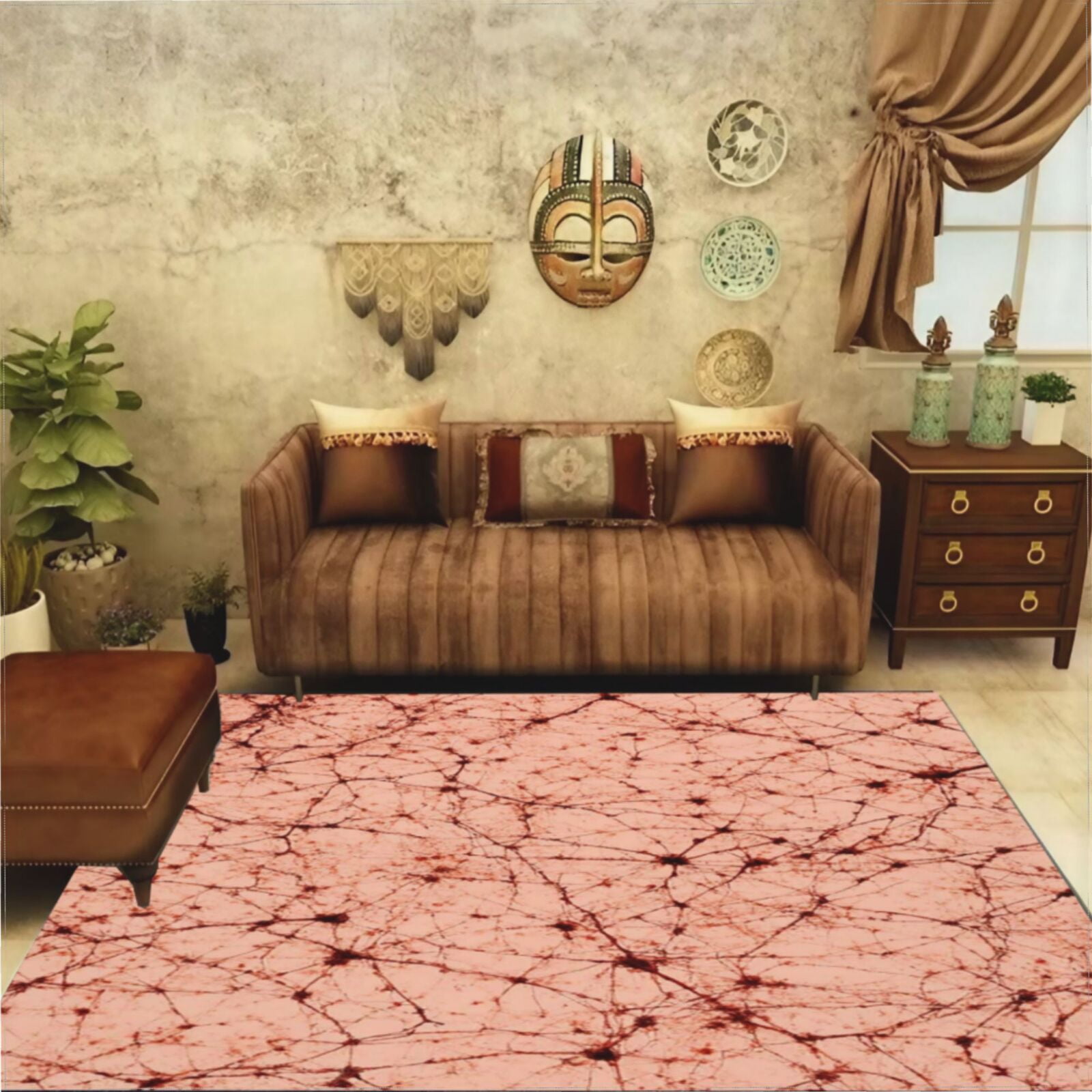 Abstract Red Neural Network Light Luxury Home Carpets Living Room ...