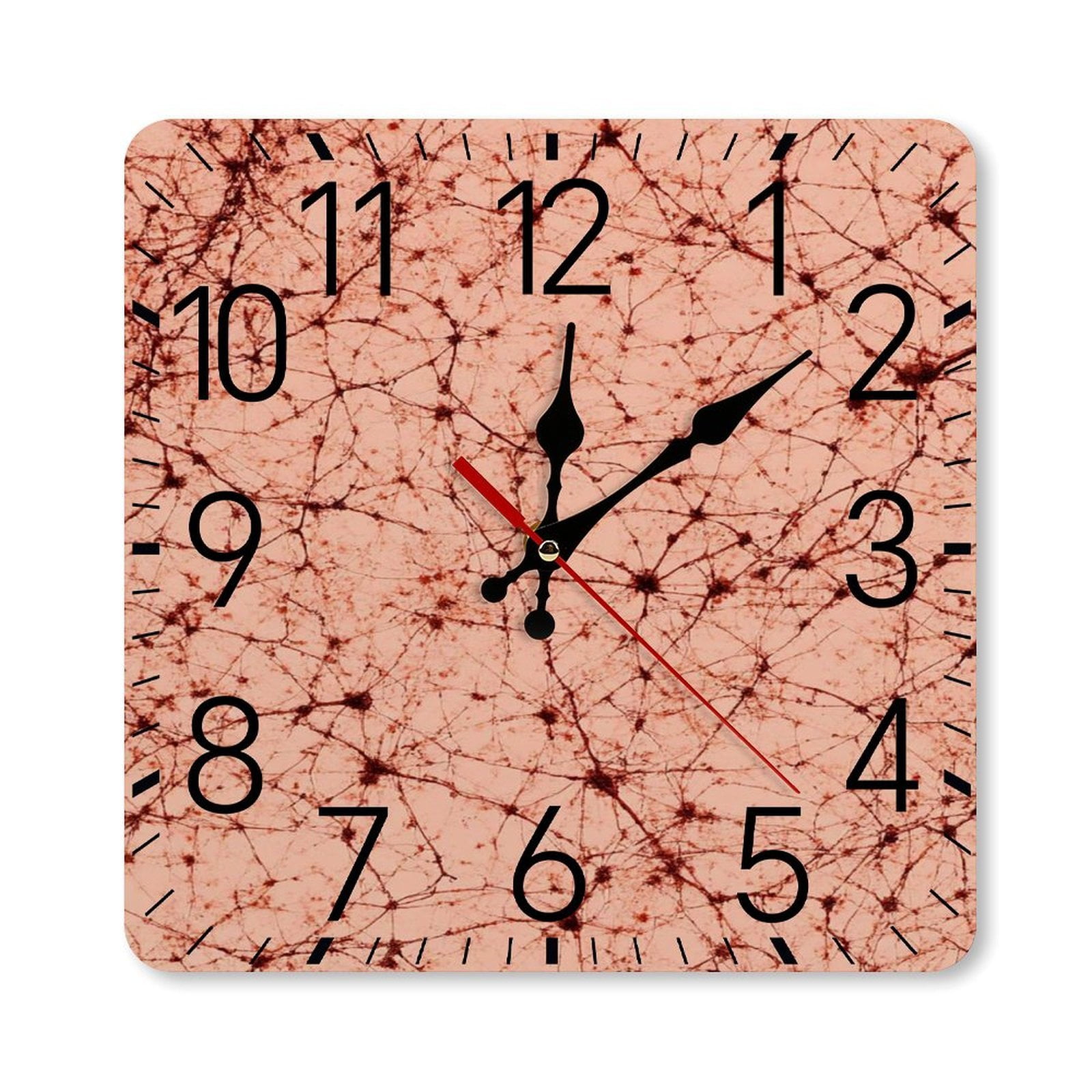 Abstract Red Neural Network Wall Clock Silent Non-Ticking For Home ...