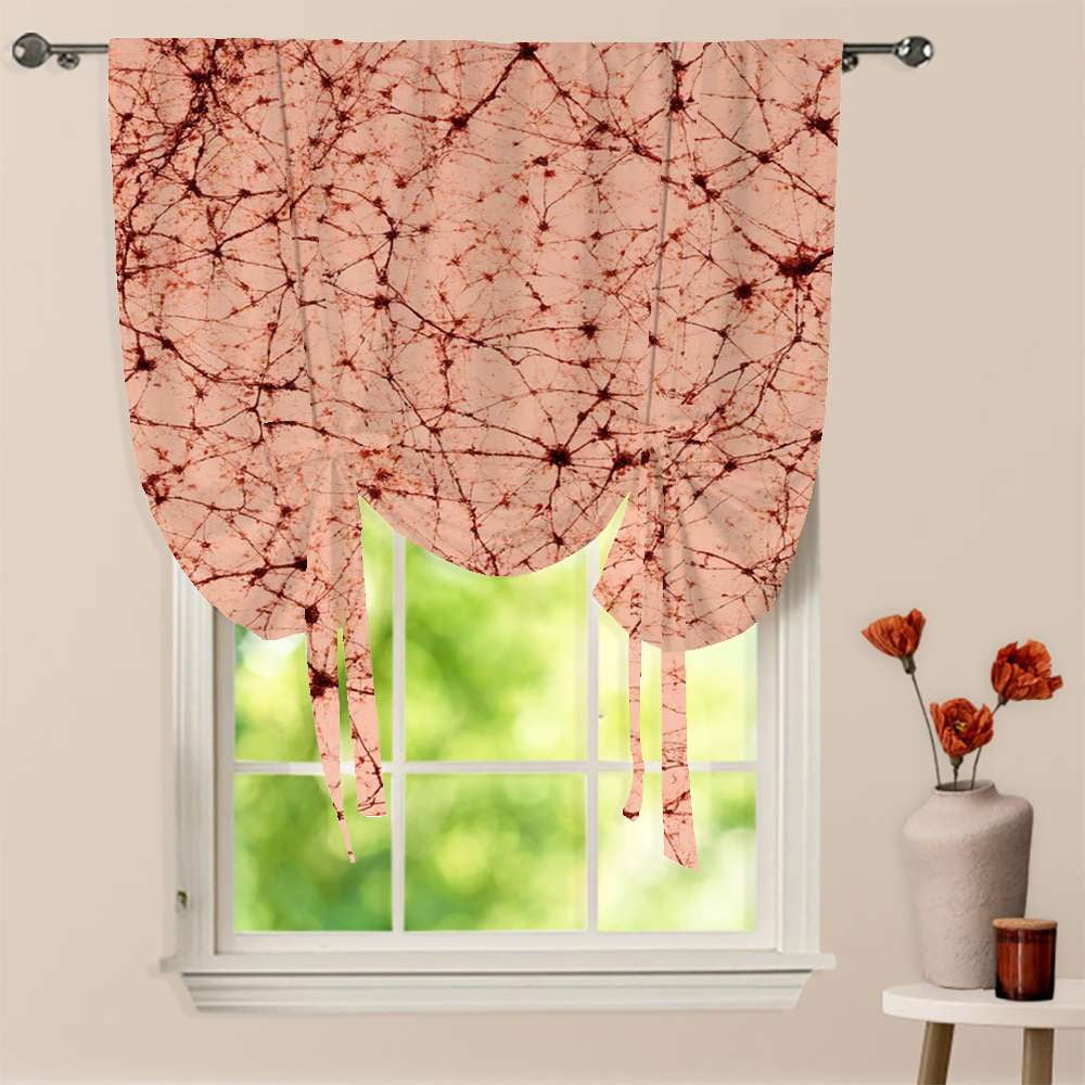 Abstract Red Neural Network Window Curtain for Living Room Roman ...