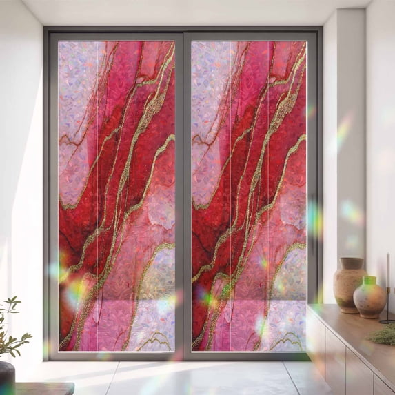 Abstract Red Ombre Marble Texture Window Privacy Film, Rainbow Film ...