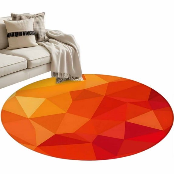 Abstract Red Orange Geometric Area Rug, Modern Abstract Art Washable ...