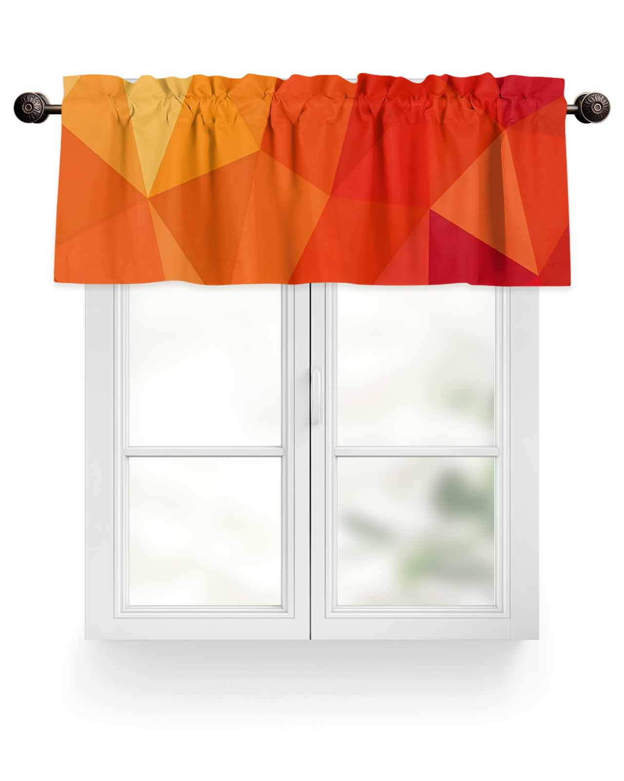 Abstract Red Orange Geometric Kitchen Valances for Windows 42"Wx12"L ...