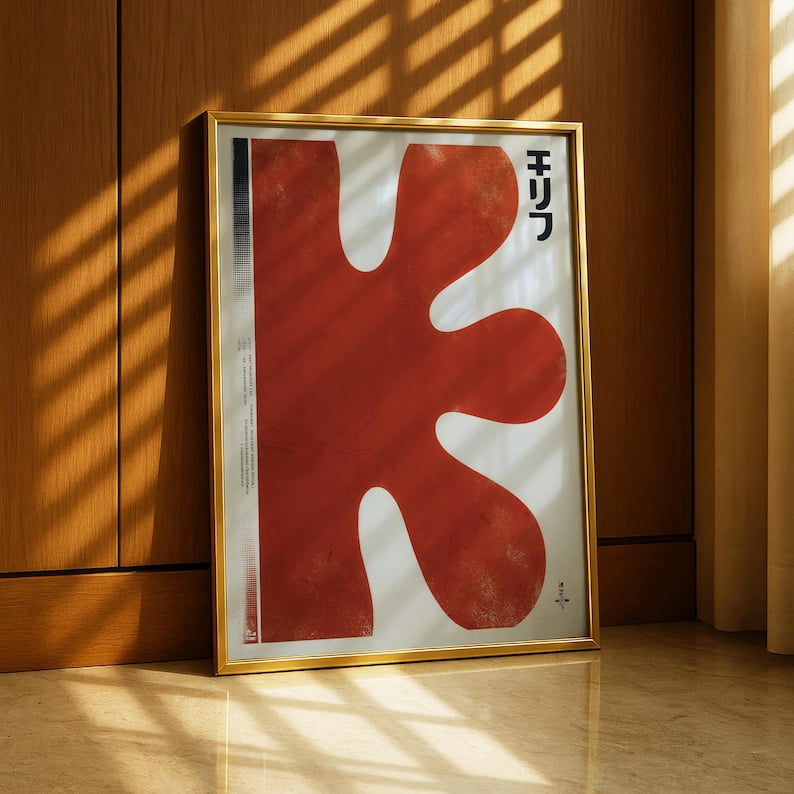 Abstract Red Organic Shape Wall Art Print, Unframed Paper Poster ...