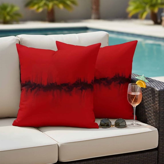 Abstract Red Outdoor Waterproof Throw Pillow Covers Set of 2, 16"x16 ...