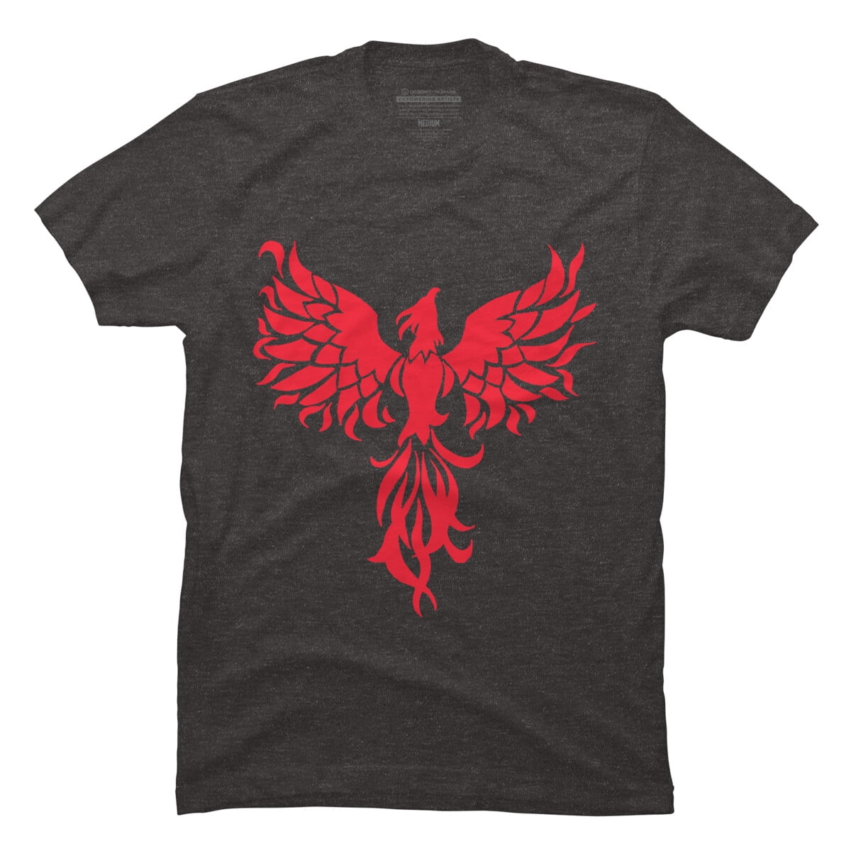 Abstract Red Phoenix Mens Charcoal Heather Gray Graphic Tee - Design By ...