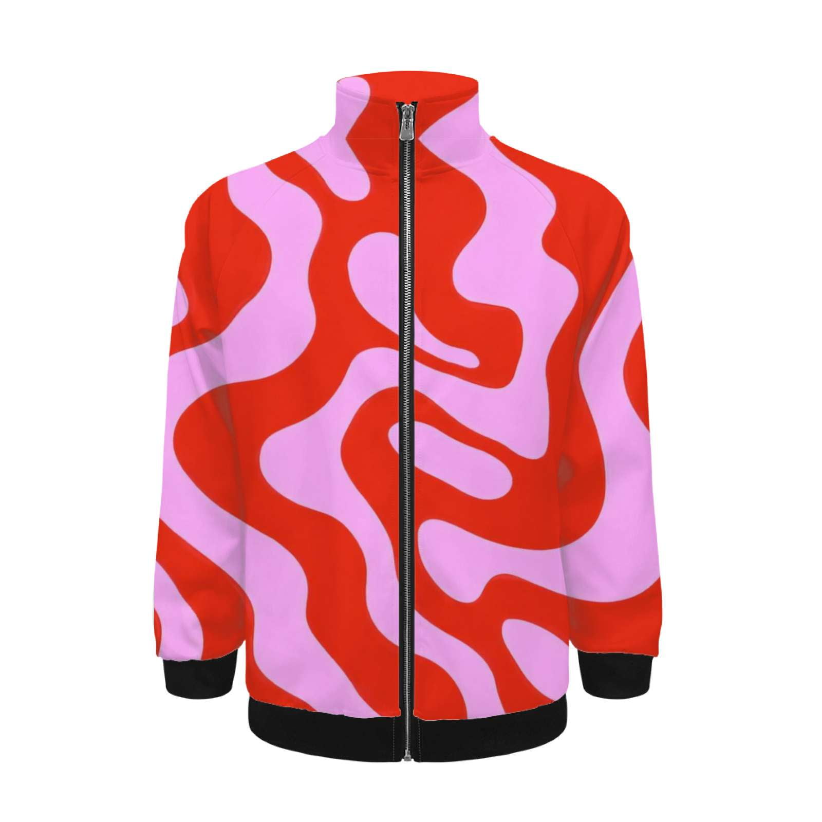 Abstract Red Pink Wavy Pattern Jacket Men's Street Cool Long Sleeves ...