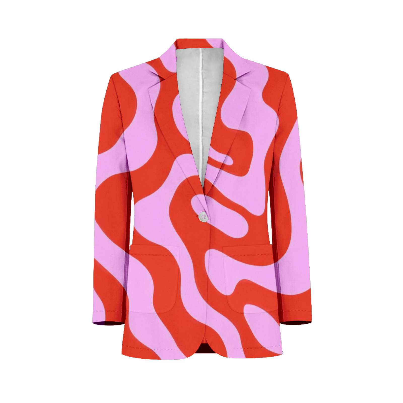 Abstract Red Pink Wavy Pattern Men's Suit Blazer Casual Party Wear Slim ...