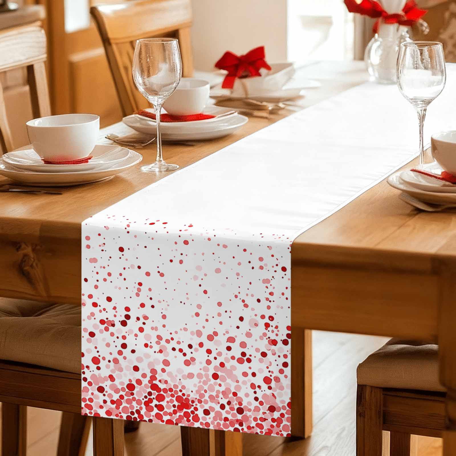 Abstract Red Polka Dot Table Runner 36 Inches Long,Kitchen Dining ...