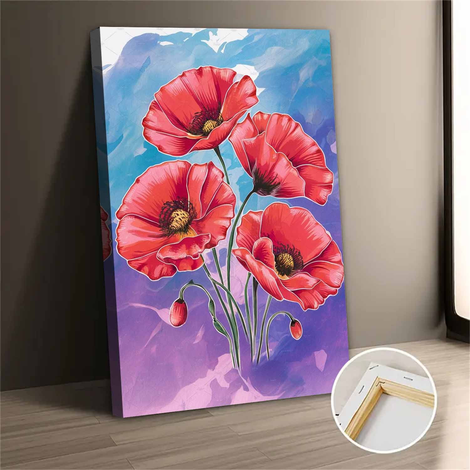 Abstract Red Poppies Canvas Wall Art For Bedroom Living Room Decor ...
