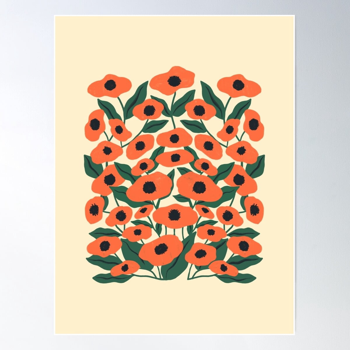 Abstract Red Poppy Flowers Poster Wall Art, Modern Wall Decor For ...