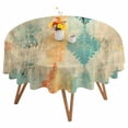 Abstract Red Round Tablecloth 60 inches Yellow Green Argyle Geometric ...