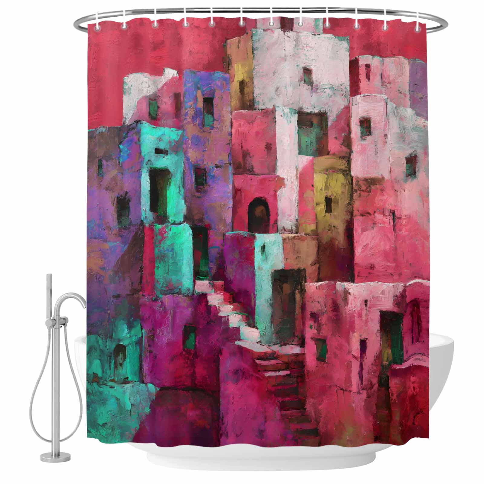 Abstract Red Shower Curtain, Waterproof Shower Curtains for Bathroom ...