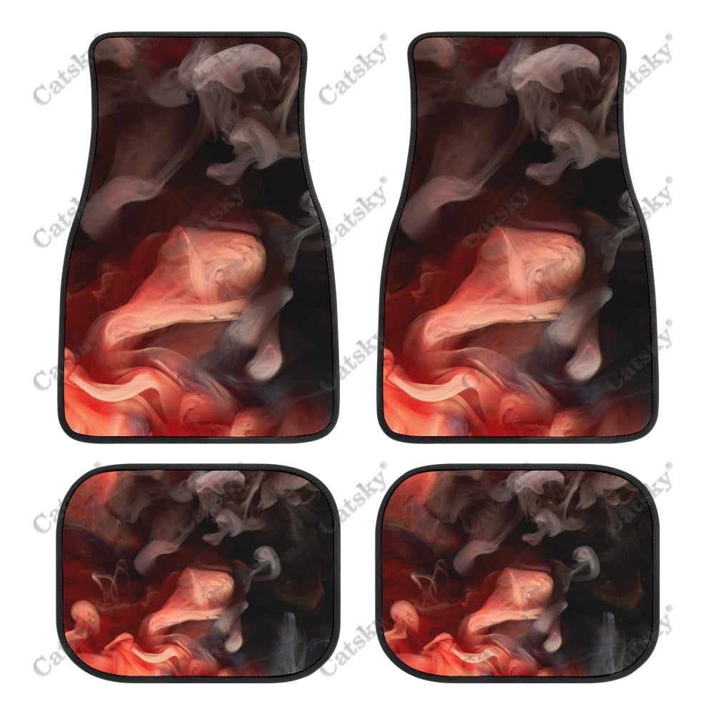 Abstract Red Smoke Car Auto Floor Mats Carpet 4PCS Customized Cars Mat ...