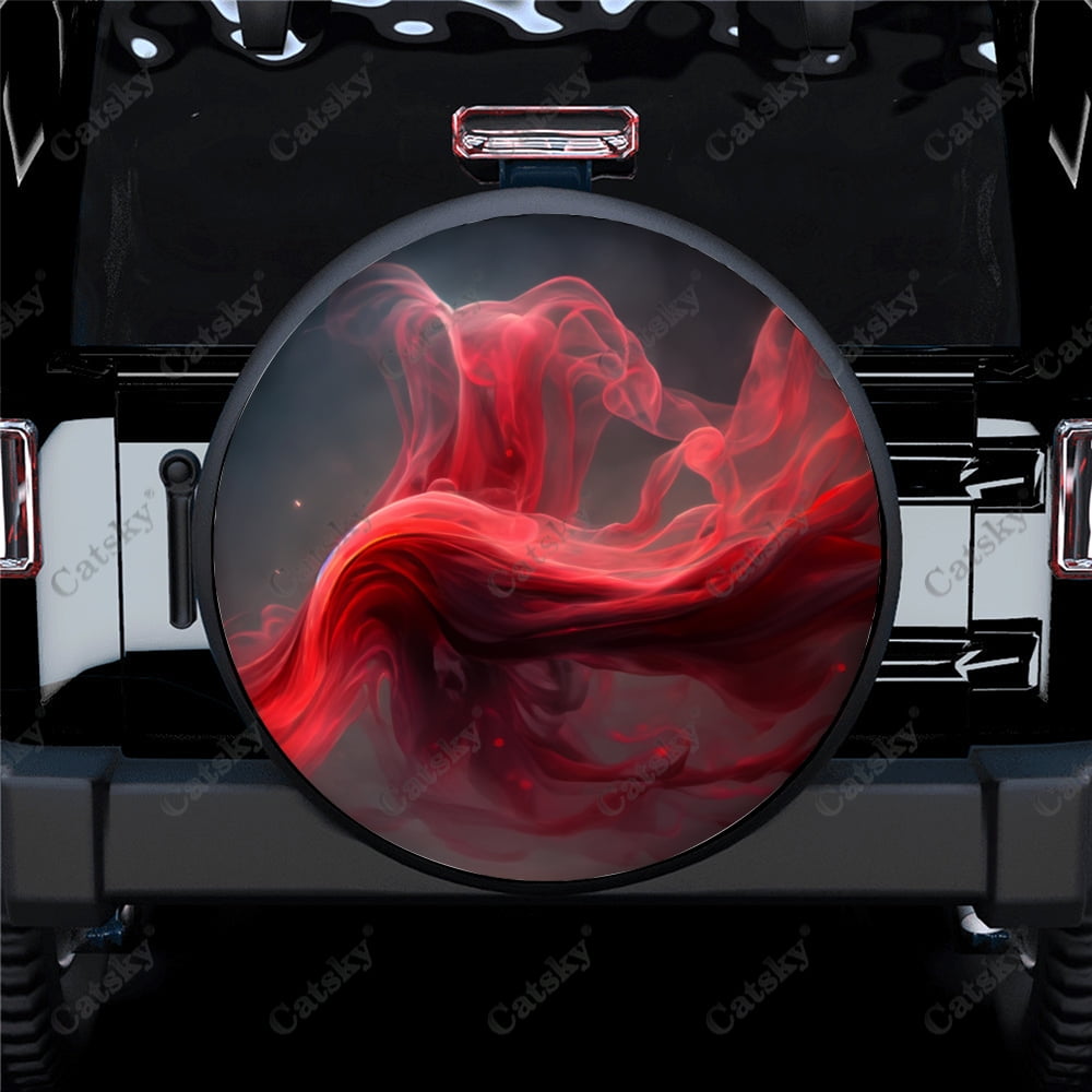 Abstract Red Smoke Polyester Universal Spare Wheel Tire Cover Custom ...