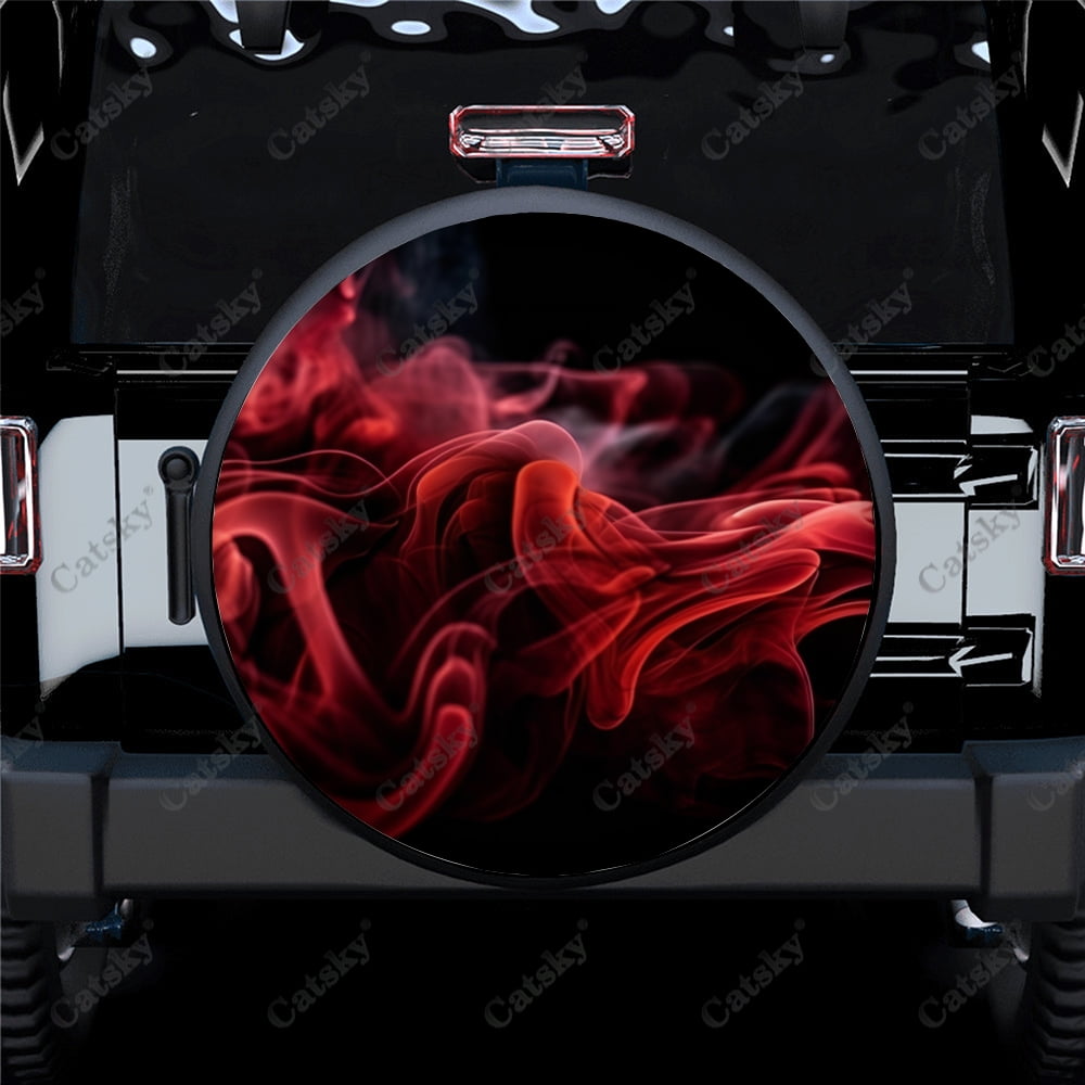 Abstract Red Smoke Polyester Universal Spare Wheel Tire Cover Custom ...