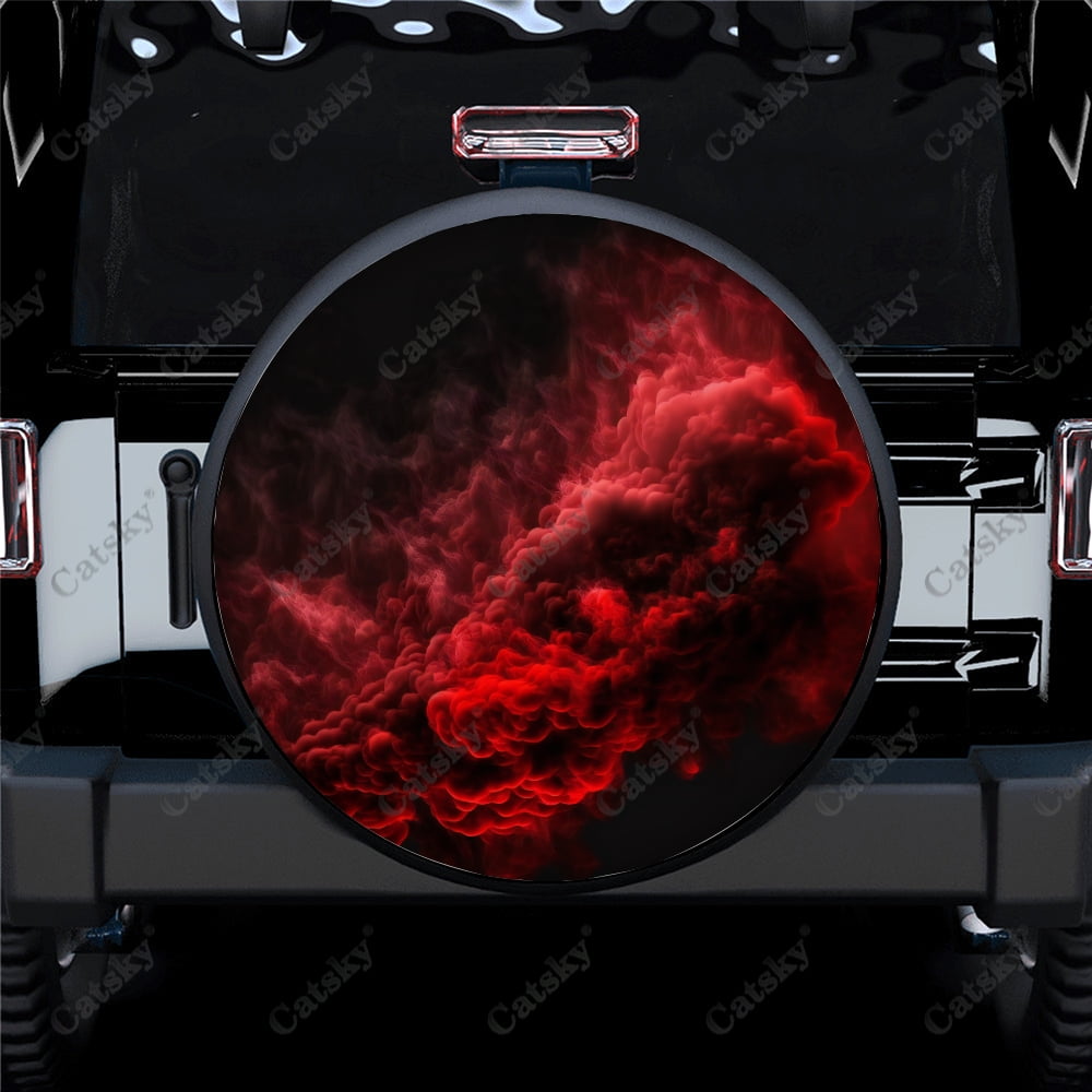 Abstract Red Smoke Polyester Universal Spare Wheel Tire Cover Custom ...