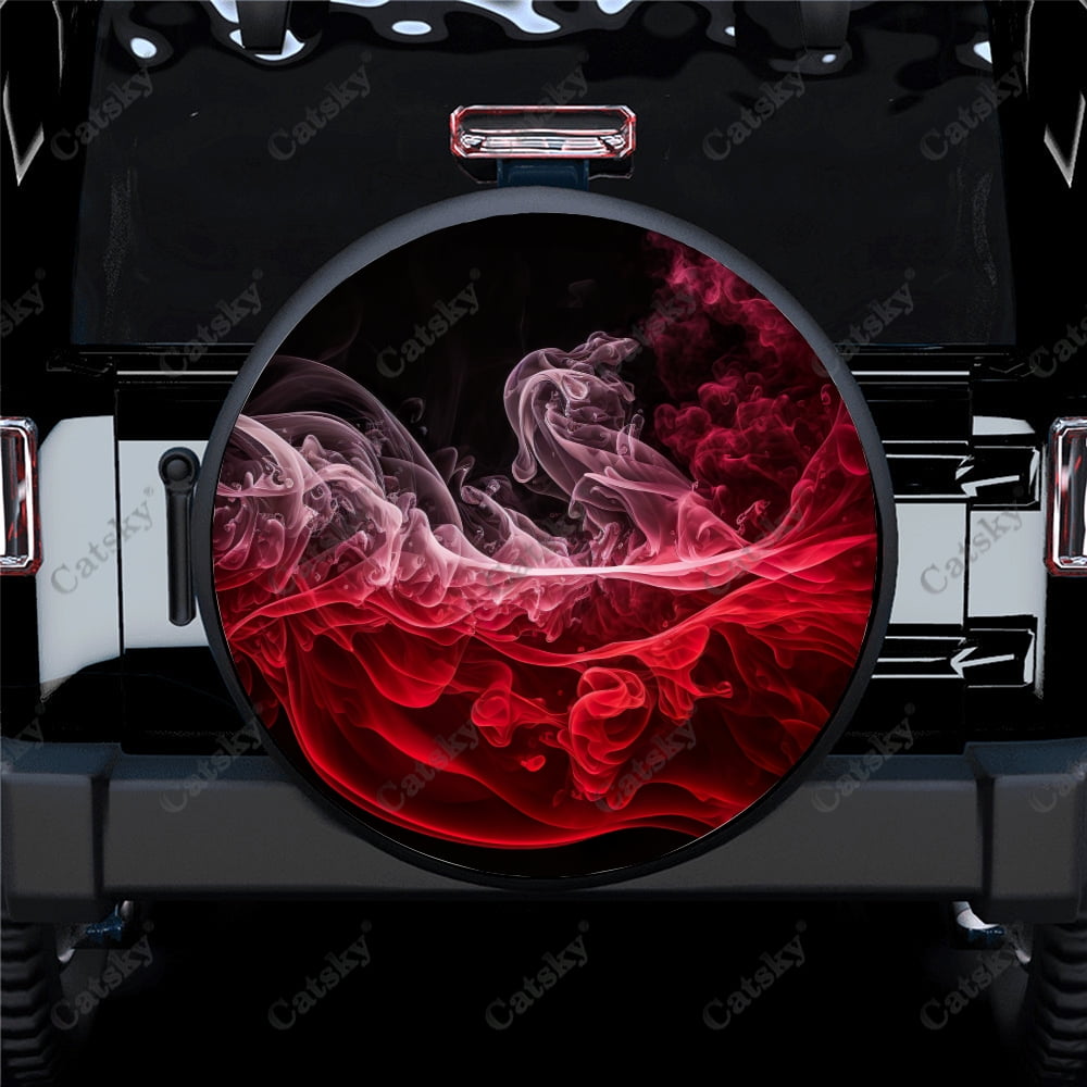 Abstract Red Smoke Polyester Universal Spare Wheel Tire Cover Custom ...