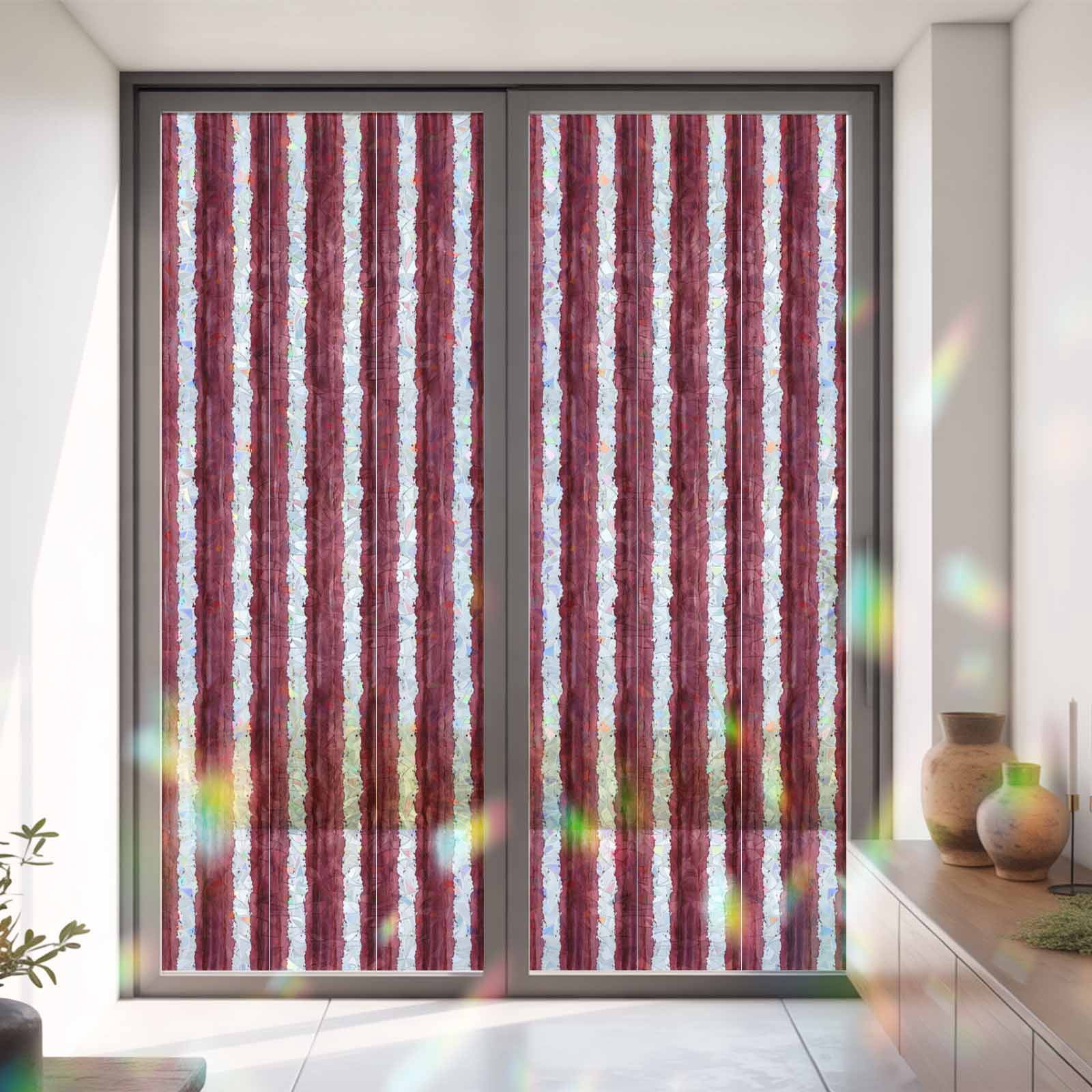 Abstract Red Stripes Window Privacy Film Dreamy Red White Striped ...
