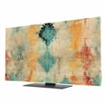 Abstract Red TV Dust Cover 65 Inch, Yellow Green Argyle Geometric Retro ...