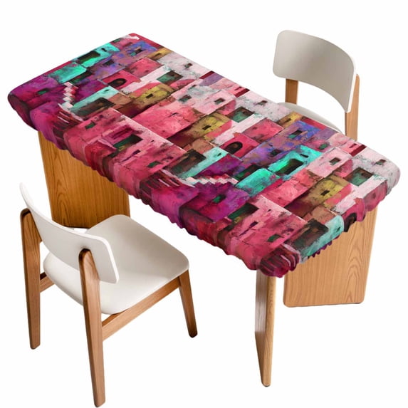 Abstract Red Table Cloths for 6 Foot Rectangle Tables, Painting ...