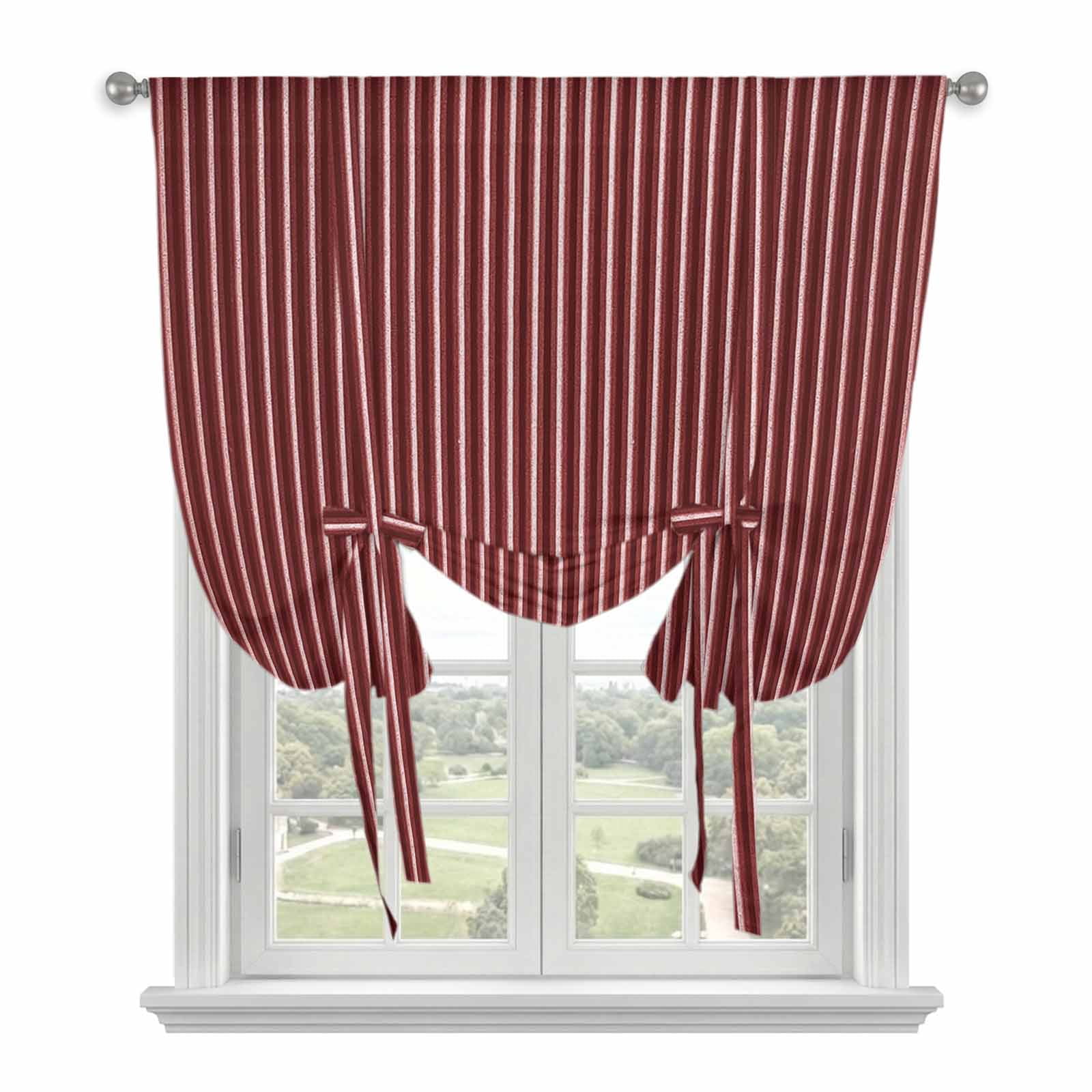 Abstract Red, Tie Up Curtains for Windows, Adjustable Rod Pocket ...