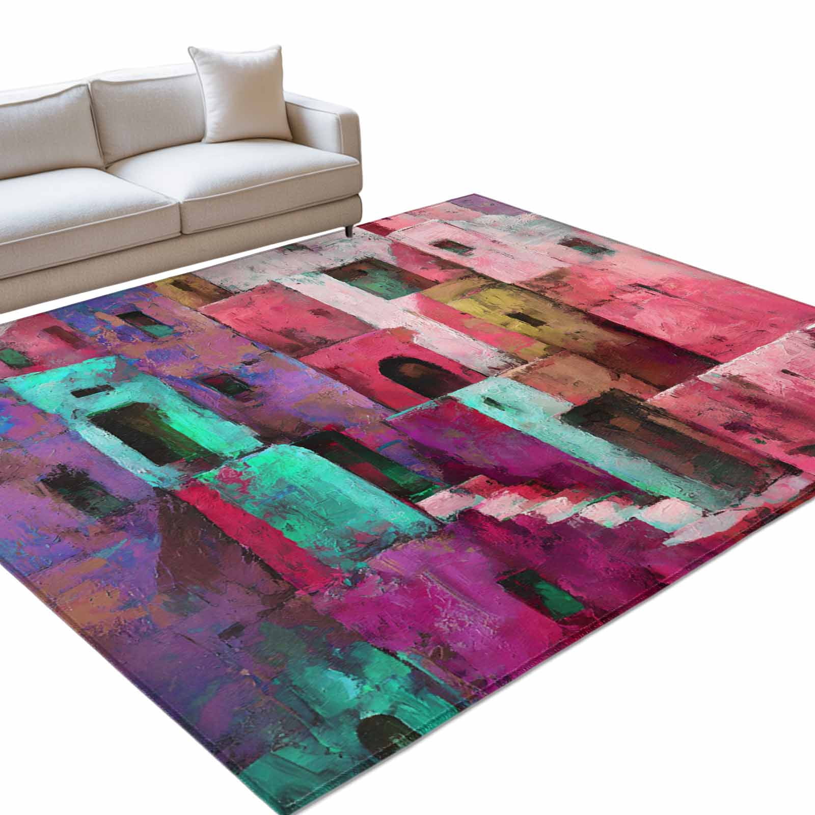 Abstract Red Washable Rug 3x5 Area Rug for Living Room Bedroom Non Slip ...