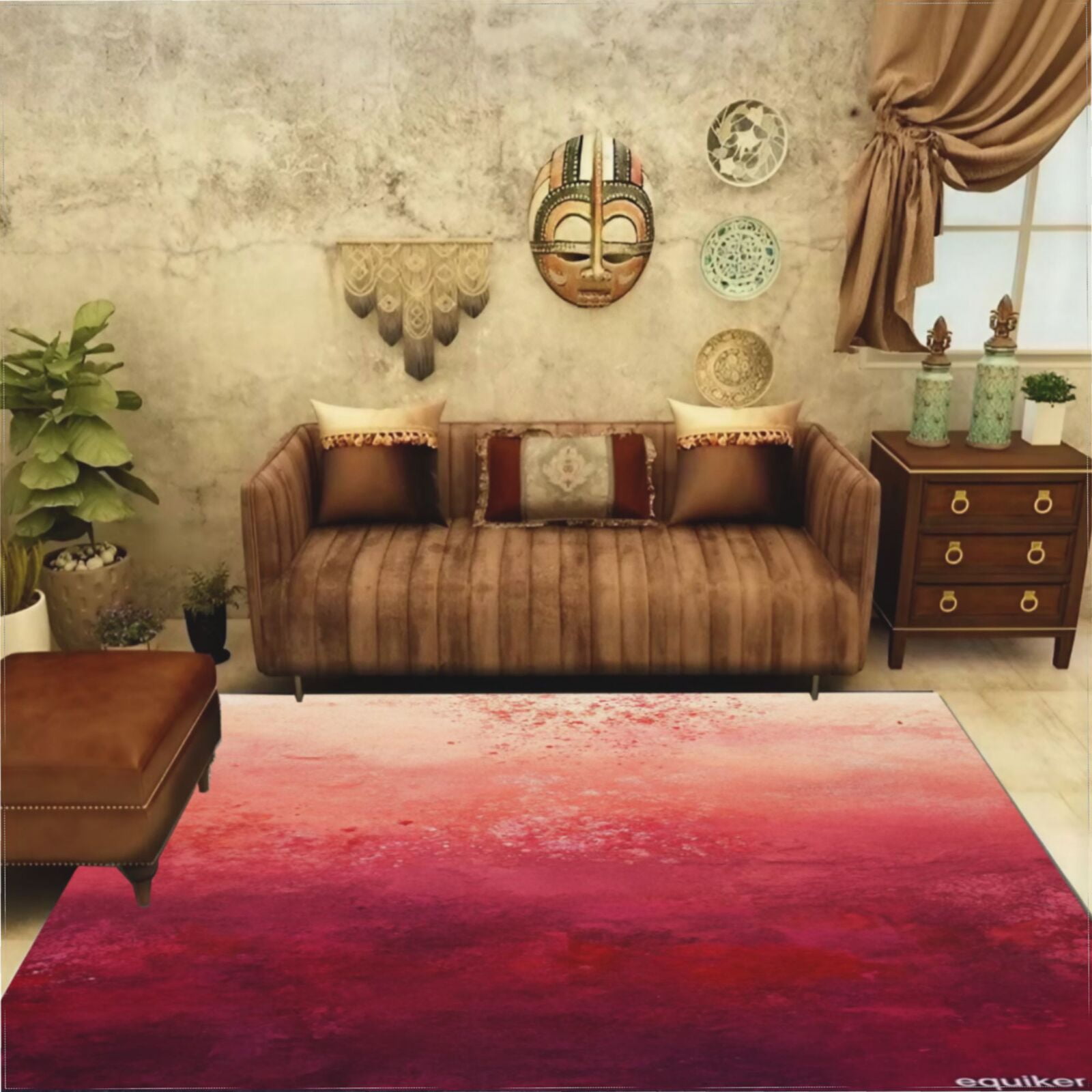 Abstract Red Watercolor Texture Living Room ration Nordic Carpets Large ...