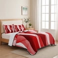 Abstract Red Wave Stripe Texture 3 Pieces Quilt Set,1 Quilt with 2 ...