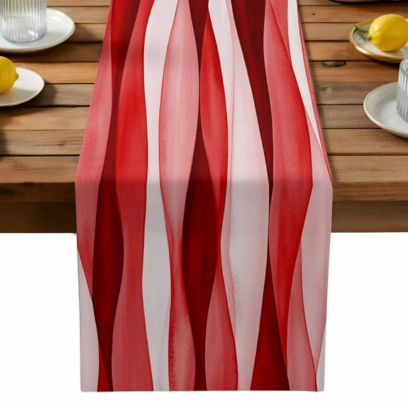 Abstract Red Wave Stripe Texture Table Runners 13x70 Inches Long Linen ...