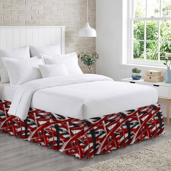 Abstract Red Waves Bed Skirt California King Size 16 Inch Drop, Modern ...