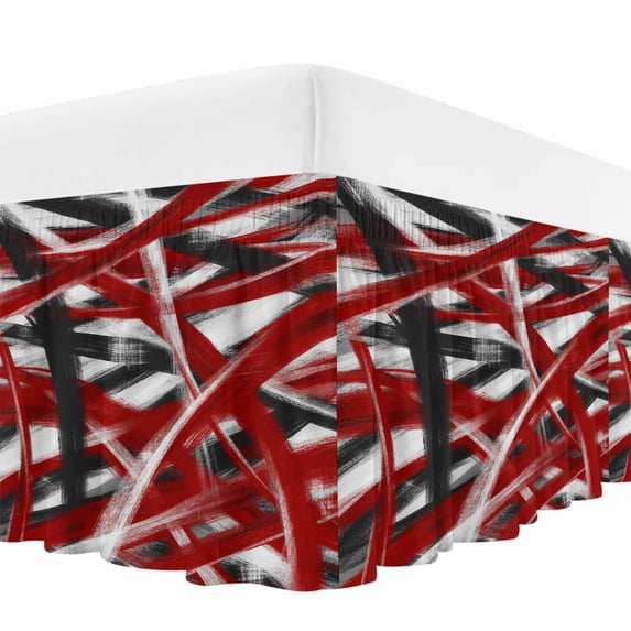 Abstract Red Waves Bed Skirt California King Size 16 Inch Drop, Modern ...