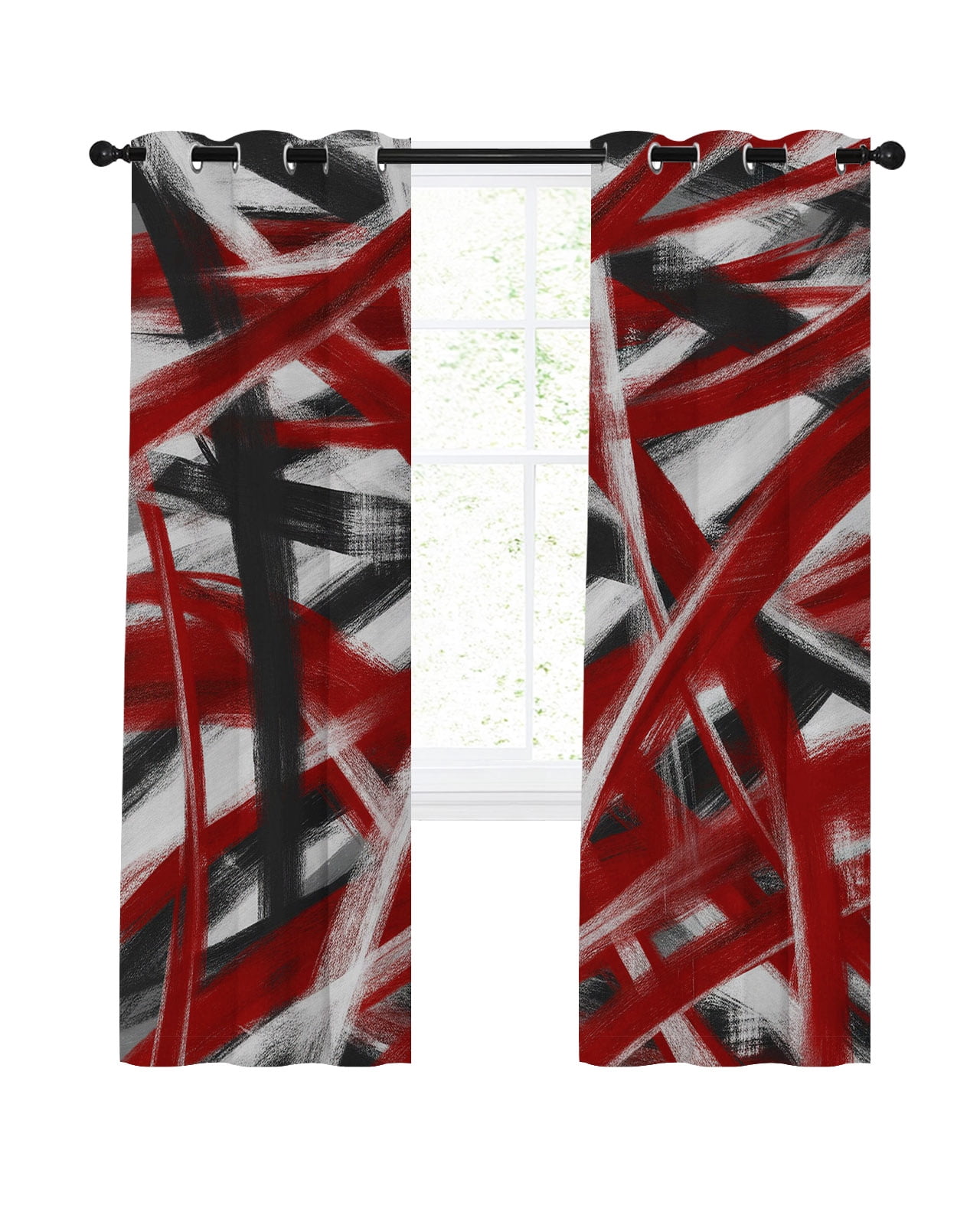 Abstract Red Waves Blackout Curtains for Bedroom Living Room, Modern ...