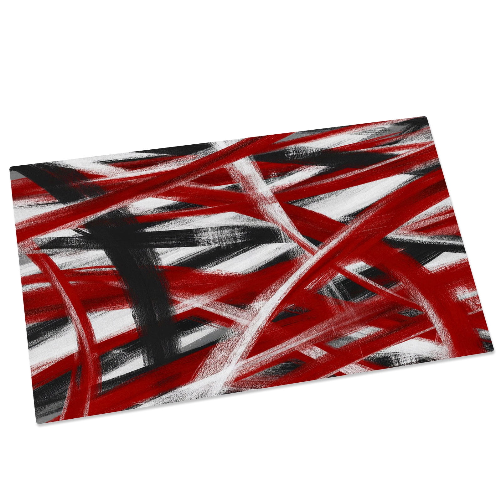 Abstract Red Waves Door Mat 16x24 Inch Modern Minimalist Red Black ...