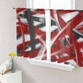 Abstract Red Waves Sheer Curtains for Living Room Bedroom Modern Black ...